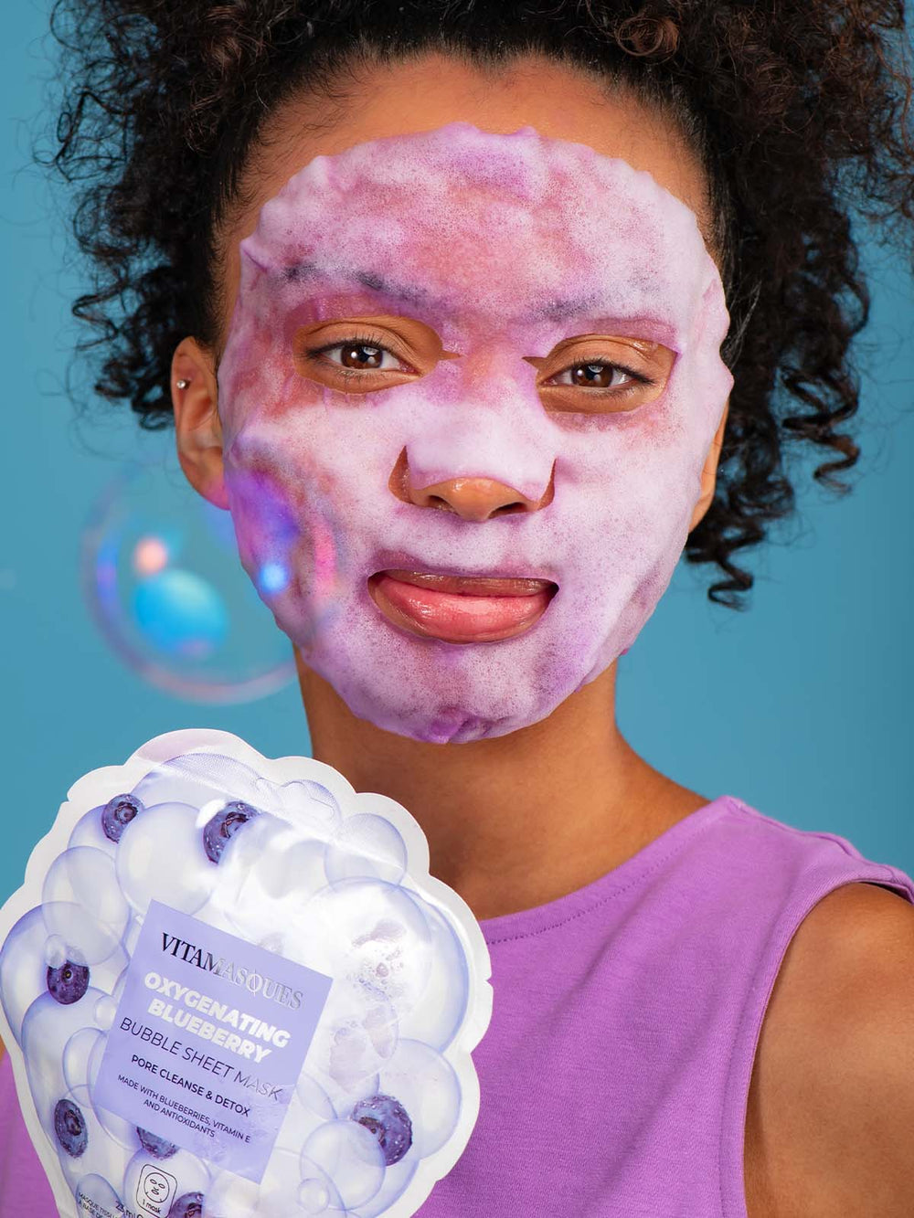 Oxygenating Blueberry Bubble Sheet Mask – Vitamasques