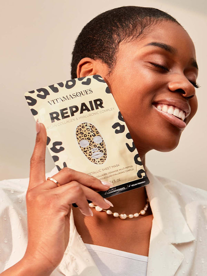 Repair Vegan Collagen & Gold Metallic Face Sheet Mask – Vitamasques