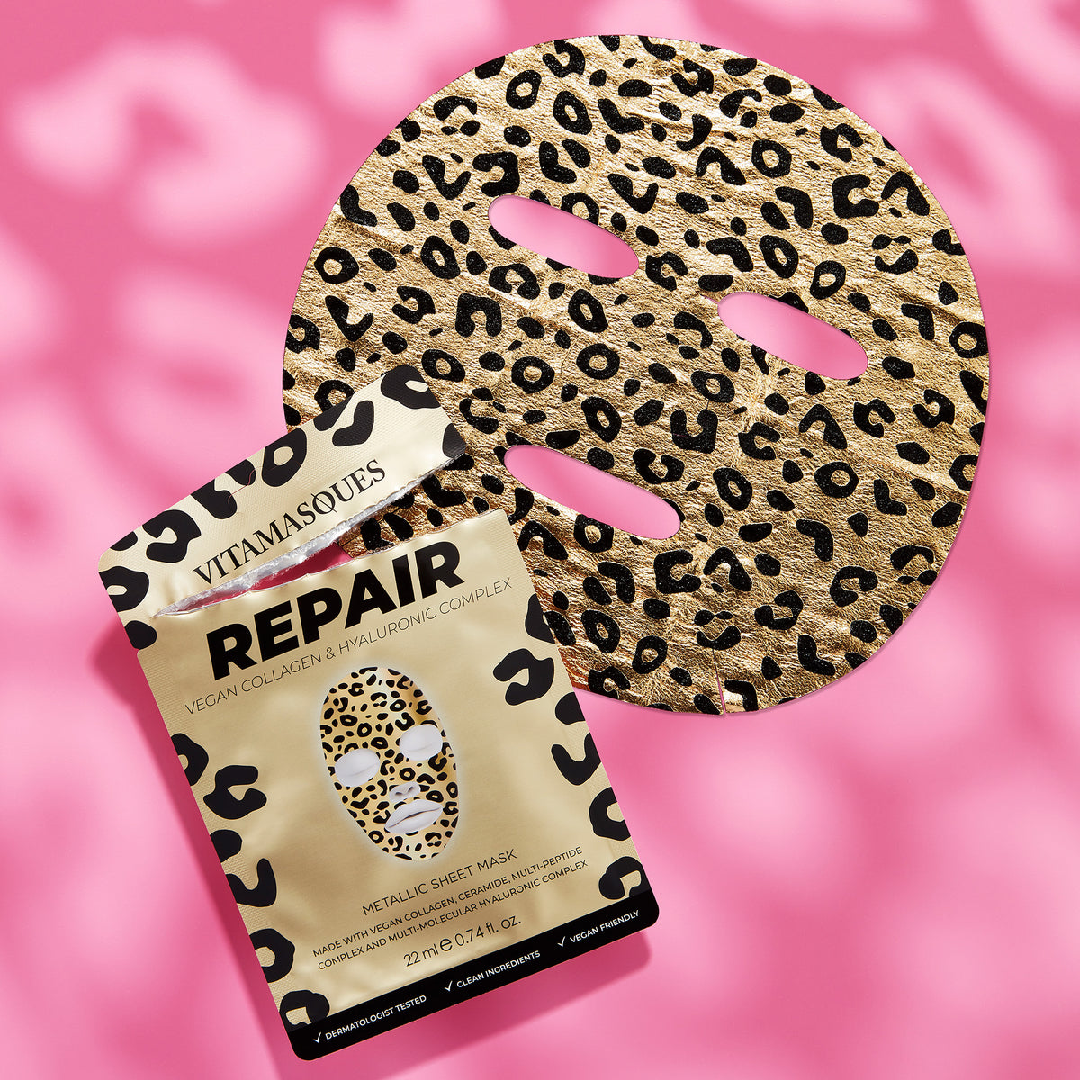 Repair Vegan Collagen & Gold Metallic Face Sheet Mask – Vitamasques
